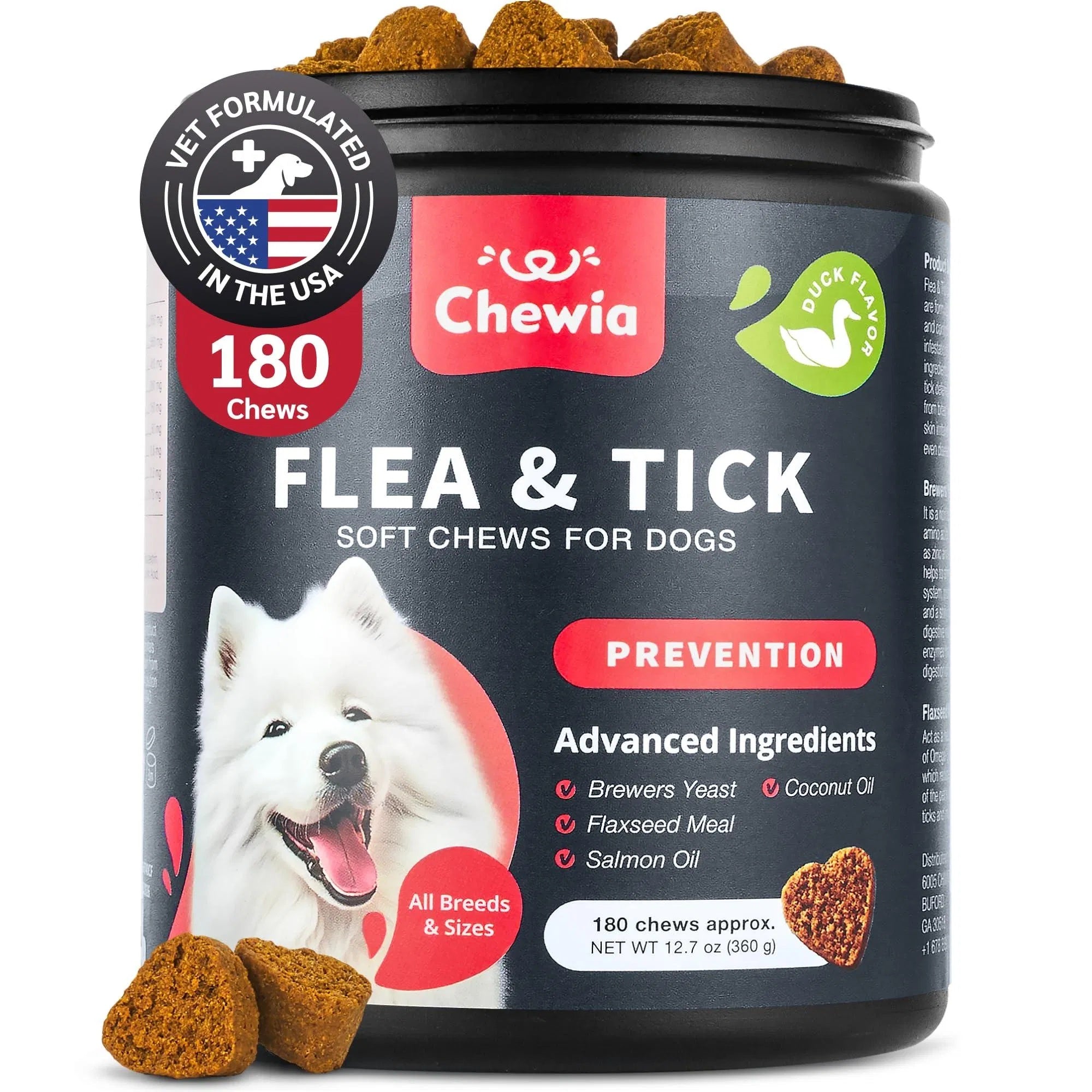 Natural Dog Flea & Tick Control Soft Treats Immune Support Supplement ...